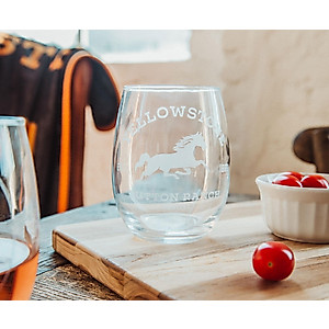 Toynk Yellowstone Dutton Ranch 20-Ounce Stemless Wine Glasses | Set of 2