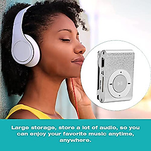 Zopsc-1 Lightweight Back Clip Mp3 Player,Portable Mini Player Backclip Mp3 Lossless Sound Music Player for Running Sports Home Office Outdoor Silver