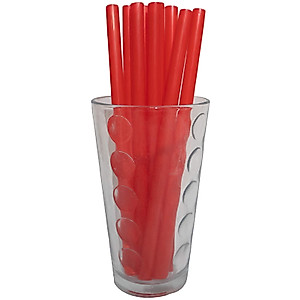 Made in USA Pack of 250 Unwrapped BPA-Free Plastic Smoothie & Boba Drinking Straws (Red - 8.5" X 0.50")