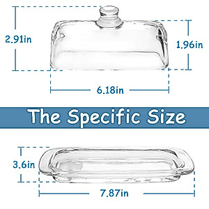Gusnilo Glass Butter Dish,Classic Butter Transparent Tray Butter Stick Keeper Tray With Lid And Handle Butter Keeper Dishwasher Safe(1PC)