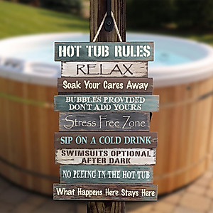 V VIBEPY All Over Print Hot Tub Rules Sign 8 Inches, 12 Inches, 18 Inches Funny Rules Sign, Bathroom Decoration Sign, Bathroom Sign, Hot Tub Sign, Bathroom Sign, Wooden Sign, Hot Tub Rules Wooden Sign
