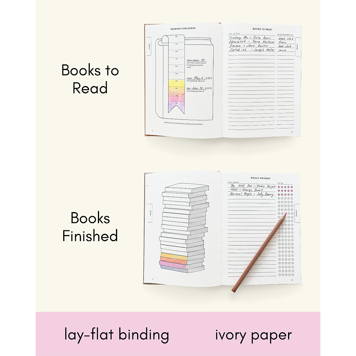 KUNITSA CO. Reading Journal. Book Journal for Book Lovers & Readers. Review and Track Your Reading (Green) - 52 book reviews