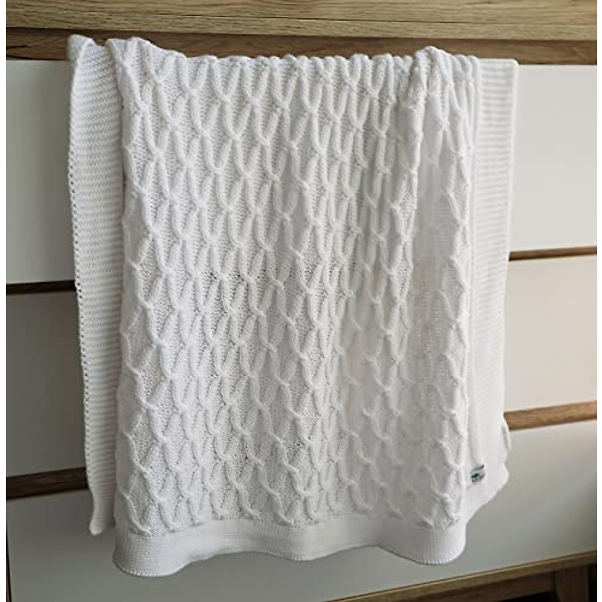 Soft Knit Baby Blanket 100% Organic Cotton GOTS Certified, Swaddle, Receiving and Stroller Blankets, White Neutral for Boy, Girl, Newborn, Infant and Toddler 40 x 30 inches
