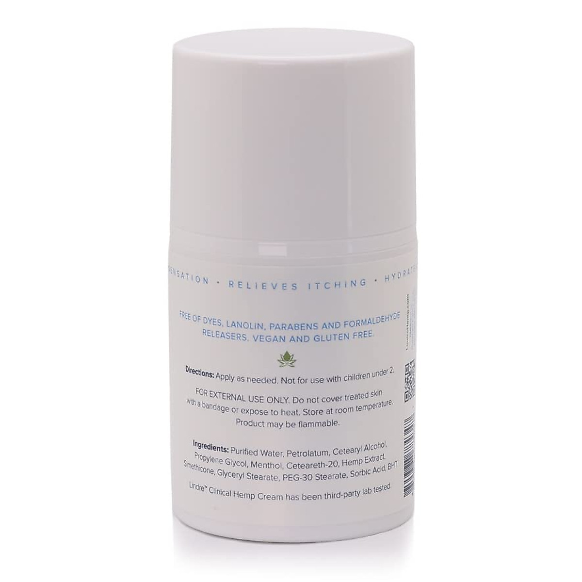 Lindre Regular Strength Hemp Cream for Back Knees Joints Muscles Itch. Non-Greasy, Steroid Free, Dermatologist Tested. Menthol Formula, 1.7oz