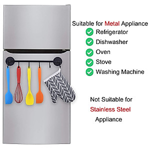 LEVOSHUA 6 Hooks Magnetic Utensil Holder Untensil Rack Tool Hanger Organizer for Refrigerator, Metal Cabinet, Metal Stove, Grill, BBQ