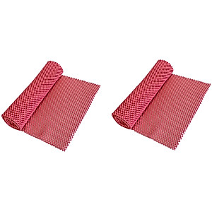 2 Pack Red Anti-Slip Mat Rug Non Skid - Shelf and Drawer Liner Trim to Fit 12 inch x 60 inch Each Roll
