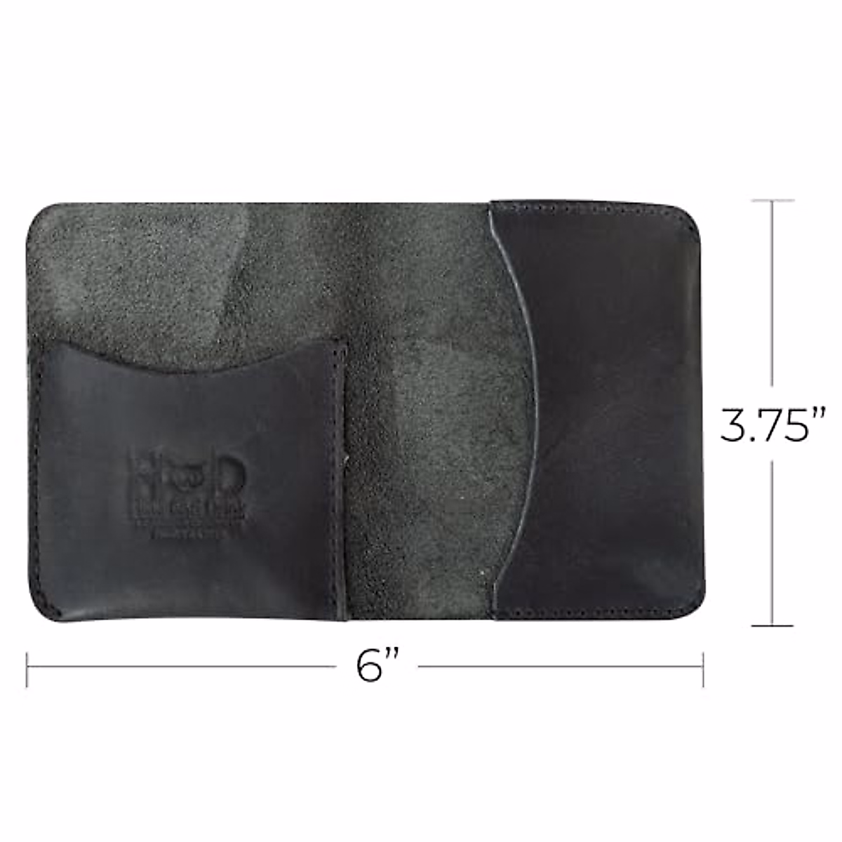 Hide & Drink, Bifold Card Holder Handmade from Full Grain Leather, Credit Card Storage, Money Organizer, Cash Case, Minimalist Wallet :: Charcoal Black