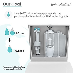 Swiss Madison Well Made Forever SM-1T180, Dreux High Efficiency One Piece Elongated Toilet with 0.8 GPF Water Saving Patented Technology