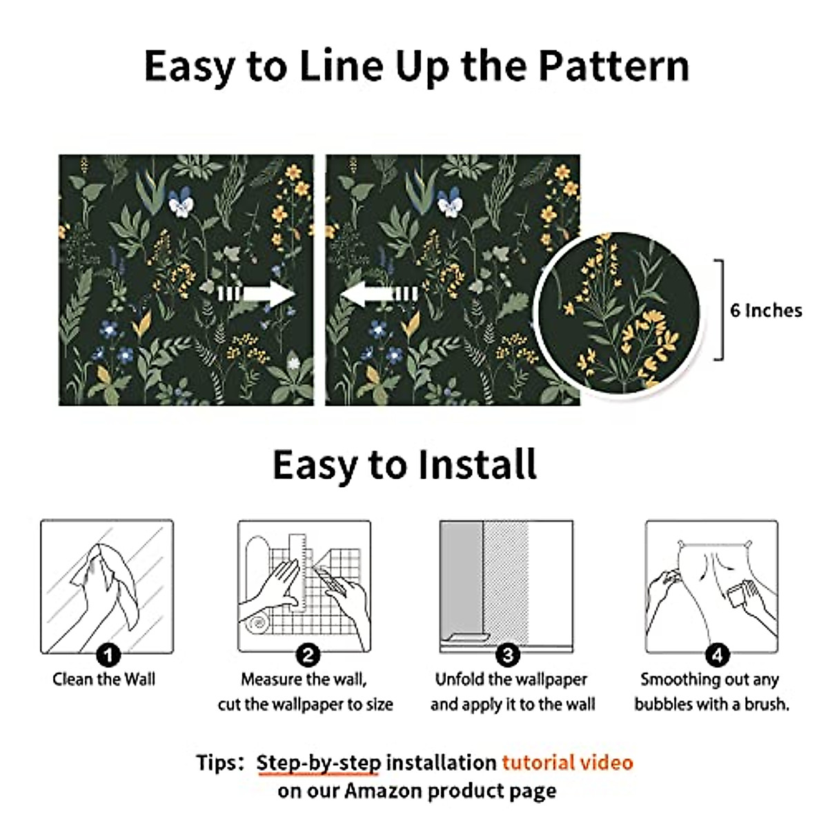 Cismmy Floral Removable Peel-and-Stick Wallpaper - Vintage Boho Design for Bedrooms, Bathrooms, Cabinets - Renter-Friendly, Easy Install, 118" x 17.7"