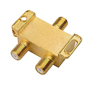 Cable Matters 2-Pack Bi-Directional 2.4 Ghz 2 Way Coaxial Cable Splitter for STB TV, Antenna and MoCA Network - All Port Power Passing - Gold Plated and Corrosion Resistant