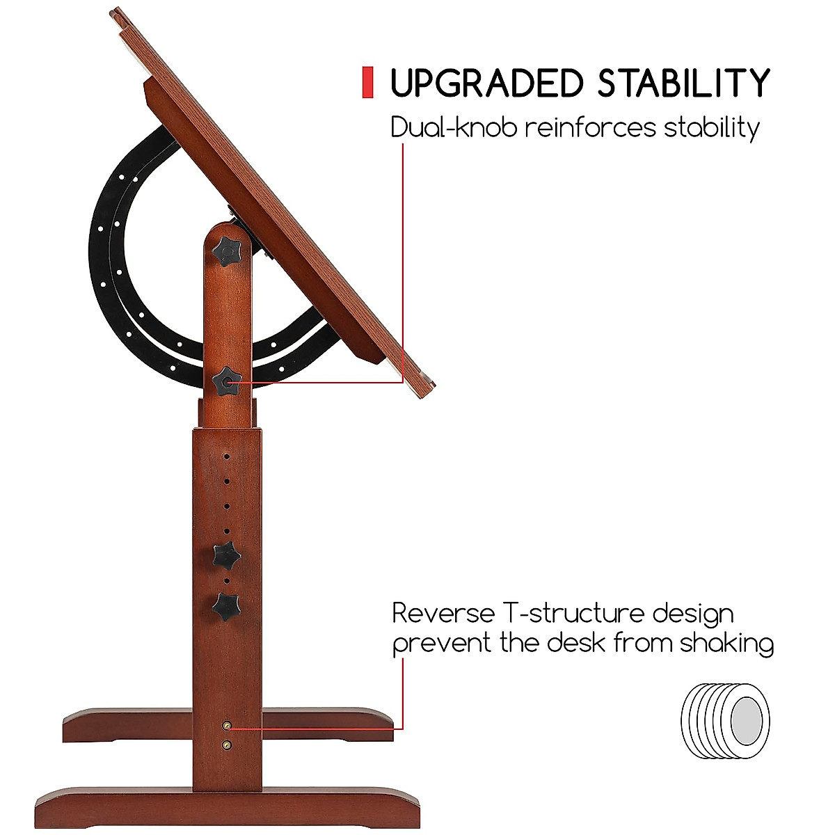 MEEDEN Wood Drafting Table,Artist Drawing Table with Height Adjustable & Tilting Large Surface Tabletop,Studio Painting Table,Art Craft Desk for Writing,Reading,Working Desk,Walnut Color