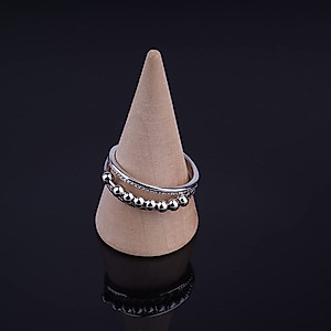 TIKCAUZ 925 Sterling Silver Fidget Ring for Anxiety for Women Stacking Spinning Ring Adjustble Fidgit Spinner Rings for Anxiety for Women Men