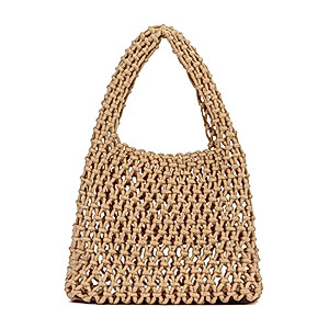 Freie Liebe Small Crochet Tote Bag for Women Summer Mesh Woven Handbags Beach Hobo Bag