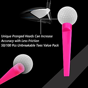 FINGER TEN Golf Tees Plastic 2-3/4 inch Unbreakable Multicolor Bulk 30 Pack 70 mm Long Flat Tee Reduce Resistance Strong for Men Women Golfing Practice (30 Pack)