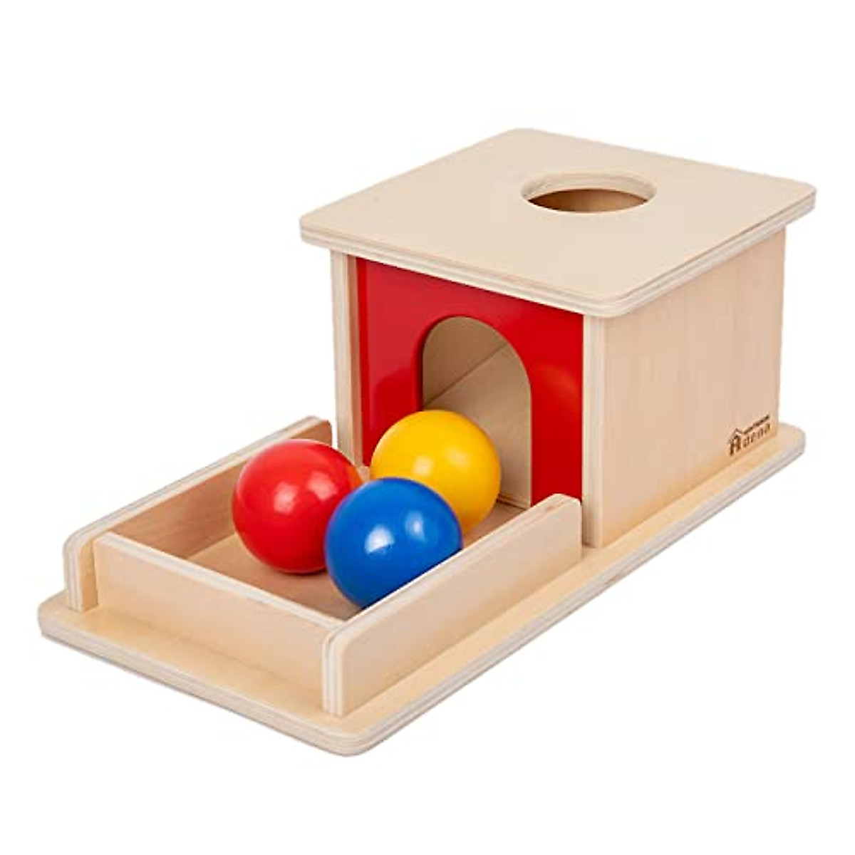 Adena Montessori Full Size Object Permanence Box with Tray Three Balls Montessori Toys for 6-12 Month Infant 1 Year Old Babies Toddlers