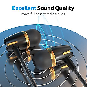 Earbuds Wired with Microphone Pack of 5, Noise Isolating in-Ear Headphones, Powerful Heavy Bass, High Definition, Earphones Compatible with iPhone, iPod, iPad, MP3, Samsung, and Most 3.5mm Jack