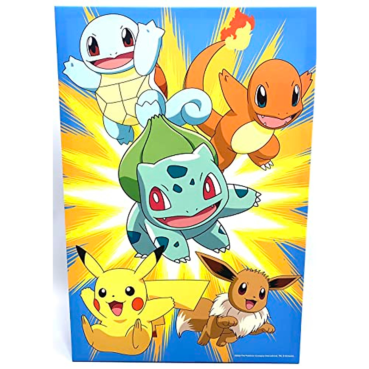 Silver Buffalo Pokémon 13" x 19" Canvas Wall Art - Pikachu Eevee Charmander Squirtle Bulbasaur - Group Pokemon Picture Poster