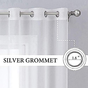 MIULEE 2 Panels Solid Color White Sheer Curtains Elegant Grommet Window Voile Panels/Drapes/Treatment for Bedroom Living Room (54X96 Inch)