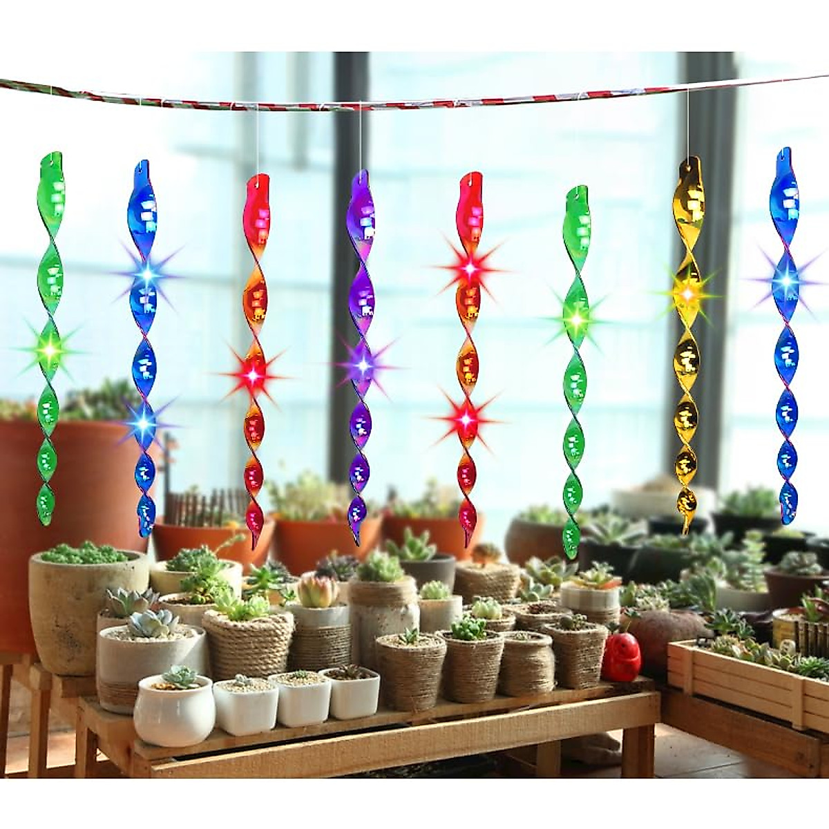 HAISENGO Bird Deterrent Scarer Rods Reflective Outdoor Bird Scarer to Keep Pigeon and Woodpecker Away from Garden or Yard, 11.8 Inches (Silver(10pcs))