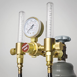 YESWELDER Dual Output Argon Regulator Flow Meter Mig Tig,0-4500PSI,CGA580 Inlet Connection