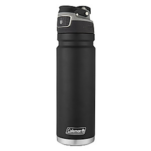 Coleman AUTOSEAL FreeFlow Stainless Steel Water Bottle, Black, 24 oz
