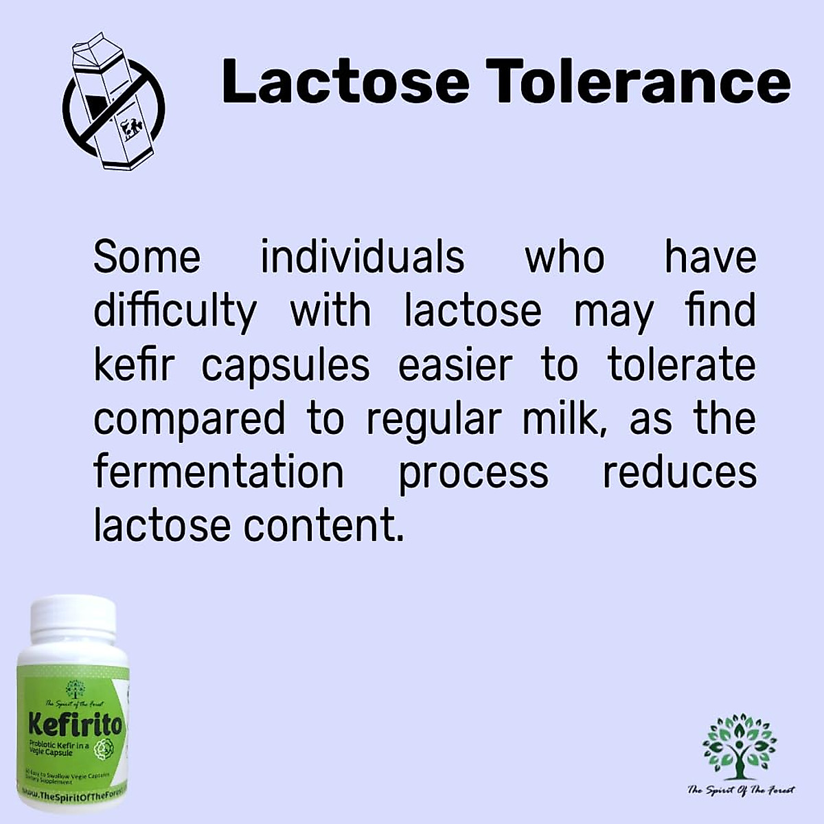 Kefirito 60 Veggie Capsules, 50 Billion CFU, 7 Probiotic Strains Kefiran, 582 mg Natural Active Probiotic, Supports Healthy Digestion, Gluten-Free, Lactosa-Free The Spirit Of The Forest 1 Month Supply