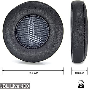 Live 400 BT Earpads - defean Replacement Ear Pads Cover Cushions Foam Compatible with JBL Live 400BT On-Ear Wireless Headphones,High-Density Noise Cancelling Foam,Softer Leather (Black)