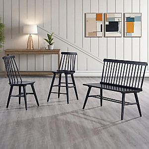 DUHOME Dining Chairs Set of 4, Wood Dining Room Chairs Slat Back Kitchen Room Chair Windsor Chairs, Black