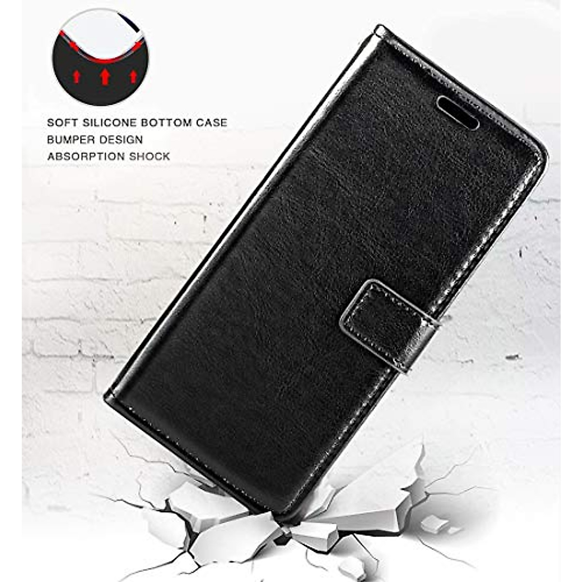 Shantime Oppo Realme 7 Pro Wallet Case, Premium PU Leather Magnetic Flip Case Cover with Card Holder and Kickstand for Oppo Realme 7 Pro Sun Kissed Leather Black