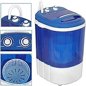 Oteymart Small Portable Washing Machine 5.7lbs Compact Laundry Washer, Single Tub w/Spin Cycle Dryer Basket and Drain Hose for RV, Apartments, Dorms, Kitchen, Blue