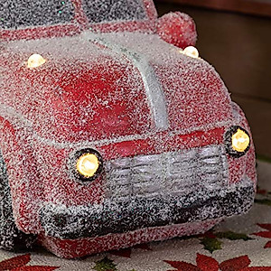 Alpine Corporation QWR916 Alpine Retro Red Car with Christmas Tree, LED Lights, and Music, Indoor Festive Decor for Home Holiday décor, Multi