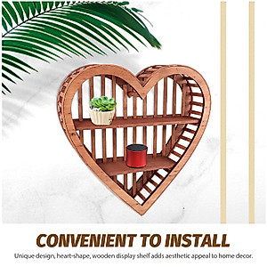 Uonlytech Decorate Decor Wooden Heart Display Shelf Heart Shelf for Hanging Wall Heart Shape Shelf Heart Shape Display Shelf Wood Heart Display Shelf Wall Heart Shelf Heart-Shaped Frame