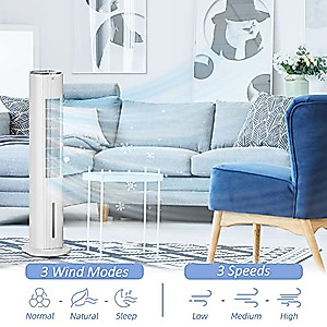 HOMCOM 42" 2-In-1 Evaporative Air Cooler, Portable Cooling Fan for Home Office with 3 Modes, 3 Speeds, Remote Control, Timer, LED Display, 1.3 Gal Water Tank, White