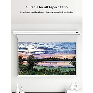 VIVIDSTORM-Slimline Motorized Tension Pull Down Screen Projector Perforated Transparent Acoustically All White Cinema,Compatible with Standard Projector,VMSLPWA120H