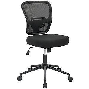 Armless Desk Chair Height Adjustable Computer Chair Ergonomic High Back Task Swivel Chairs with Wheels Rolling Office Stool Chair for Small Spaces Home Bedroom Study, Black