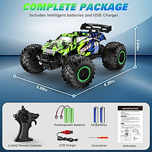 PHYWESS Remote Control Car, RC Cars Kids Toys for Boys 5-7, 2.4Ghz RC Truck Toys for Girls, Off Road Monster Truck Toys with Headlights & Car Body Lights, 20 KM/H RC Crawler Toy Cars for Kids
