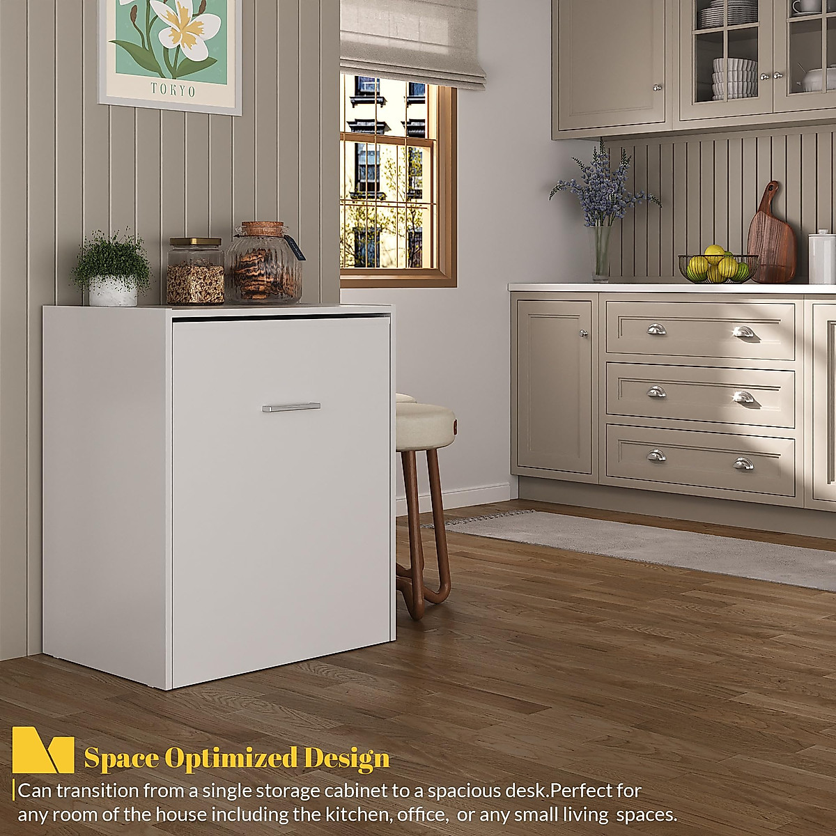 Multimóveis Office Desk Table with Storage Shelves and Printer Stand, Modern, Folding Compact Corner Computer Desk for Gaming, Work, Study, Bedroom or Home Office Desks, 3 Shelf, White, 60 Inch