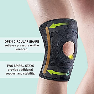 OPPO RK102 Adjustable Knee Brace with Stays- Breathable Neoprene - Supports Injured Knee and Relieves Pain (Black, One Size) Pack of 1