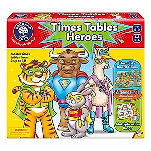 Orchard Toys Moose Games Times Tables Heroes. an exciting Multiplication Game, Superhero Play. for Ages 6-9 and for 2-4 Players