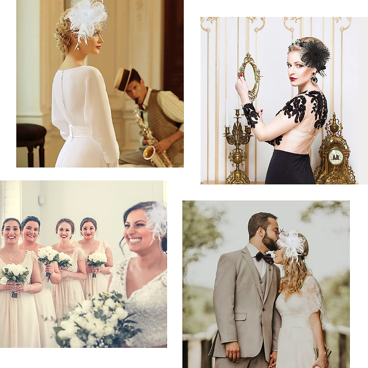 Zando Fascinators for Women Tea Party Hats for Women & Girls Kentucky Derby Hats for Women Flower Mesh Feathers Headband Fancy Headwear Hair Clip for Wedding Church Black Fascinator Hats for Women