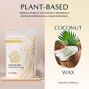 KOTAMU Hard Wax Beads for Hair Removal - 1lb Sensitive Skin Thick Hair Formula for Full Body, Face, Chest, Back, Leg, Bikini Brazilian Waxing - Wax Refill for Women and Men