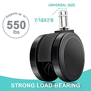 Replacement Office Chair Wheels, Caster Desk Chair Wheels, Rolling Wheels for Office Chair, Chair Rollers Casters, Chair Casters for Hardwood Floors, 5 Set Chair Casters Safe for All Floors