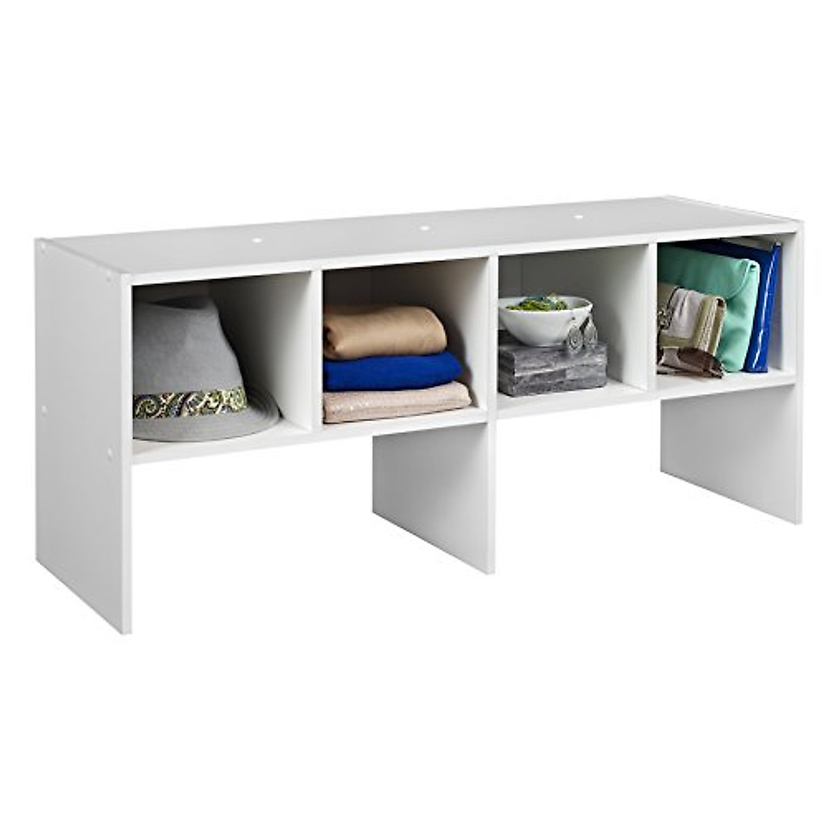 ClosetMaid Modular Storage Unit with 4 Drawers, Wood Closet Organizer, Stacking, Full Backer, Storage, Decorative Trim, White & 5062 All-Purpose Organizer, White