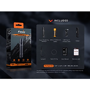 Fenix PD36R Pro 2800 Lumen USB Rechargeable LED Tactical Flashlight with EdisonBright Charging Cable Carry case Bundle