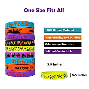 JAKADYUKS 60pcs Halloween Silicone Bracelets Party Rubber Wristband Trick or Treat Gifts School Gifts Supplies Return Gifts Bulk Toys for Teacher Prizes Party Accessories