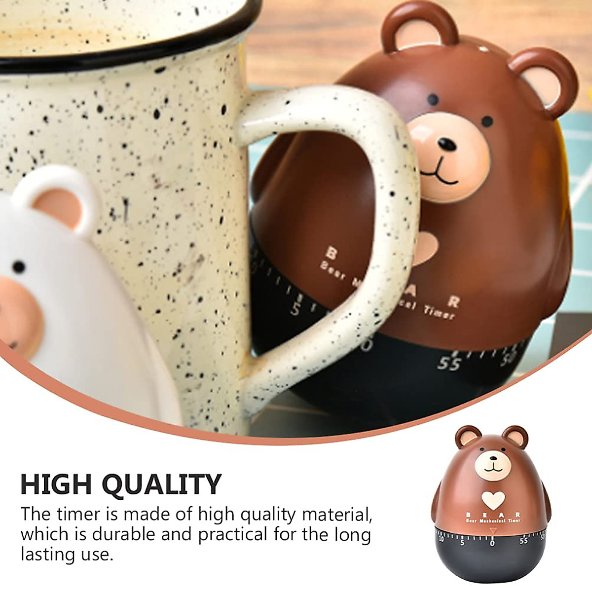 DOITOOL Animal Kitchen Timers for Kids, Cute Cartoon Bear 60 Minutes Mechanical Kitchen Timer Wind Up Countdown Timer for Kitchen Baking Cooking (Orange)