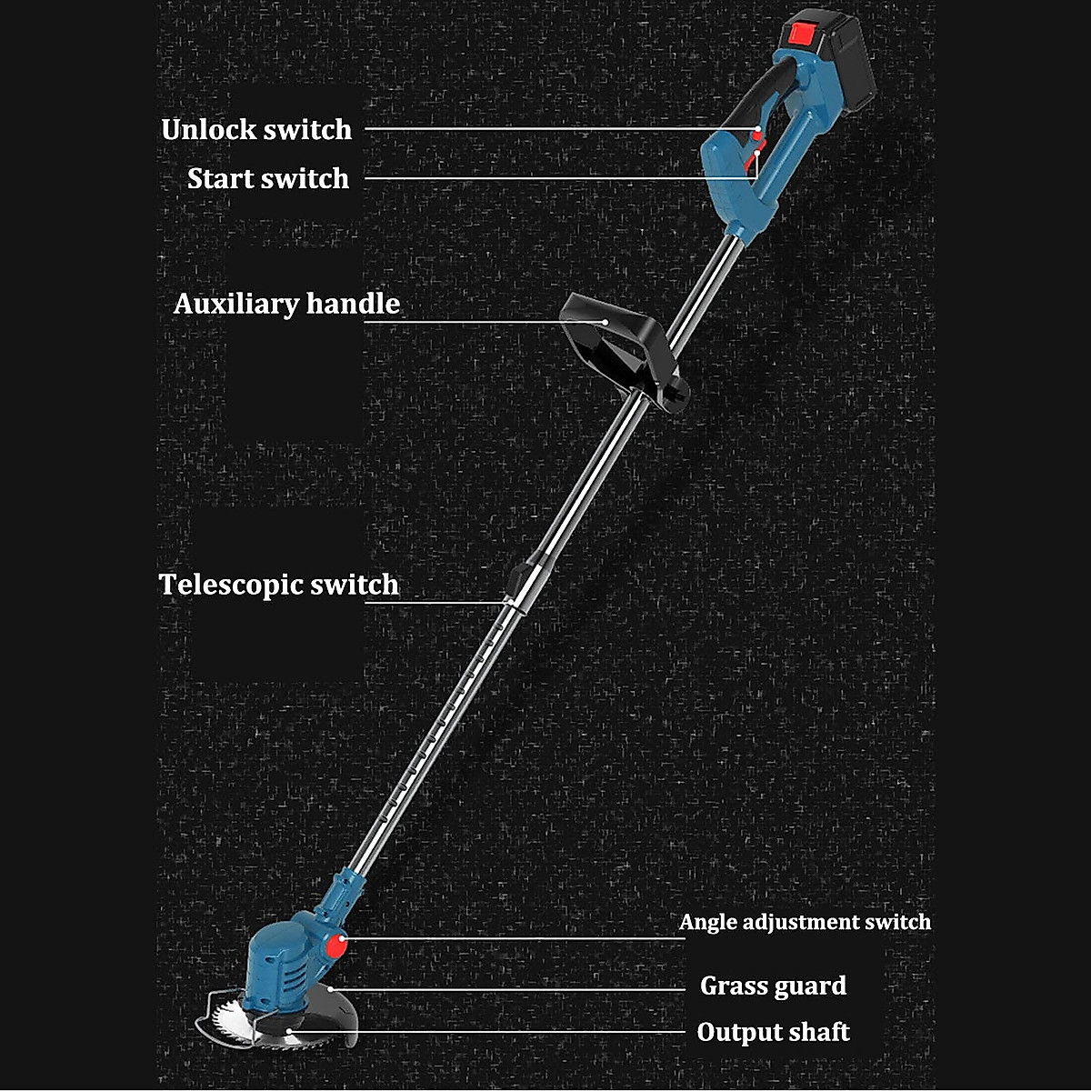 JNYB Cordless Grass Trimmer 24V Electric Grass Trimmer Lawn Edger with Li-ion Battery and Charger Telescopic String Trimmer Weed Grass Cutter Kit