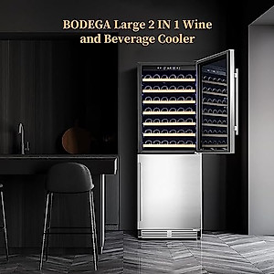 BODEGA 24 Inch Wine and Beverage Refrigerator Cooler,Dual Zone Wine Fridge with Memory Temperature Control 77 Bottles and 180 Cans,Built-In or Freestanding 2-in-1 Wine Cooler for Home Bar Kitchen