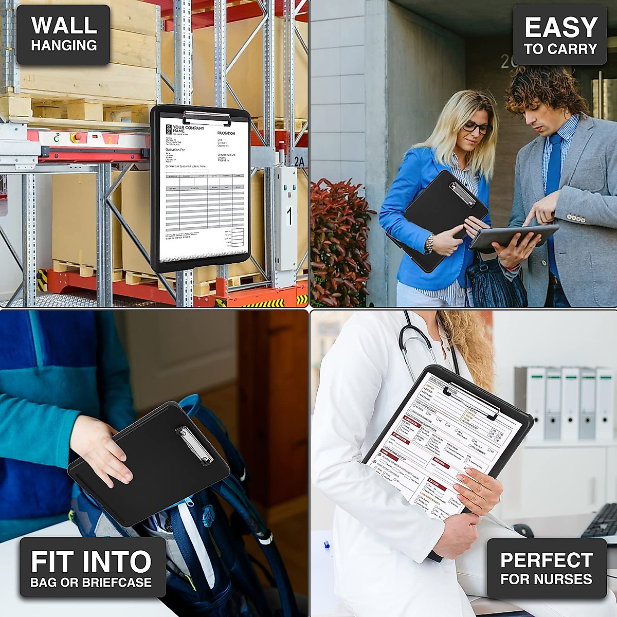 Sooez Storage Clipboard, [25% Sturdier] Nurse Clip Boards 8.5x11 With Storage, Heavy Duty Plastic Clipboard With Compartment, Waterproof Clipboard Case Box With Low Profile Clip, Letter Sized a4 Paper