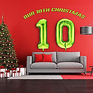 40 Inches Green Number Digital Balloons Large Aluminum Foil Numeral Balloon for Birthday Anniversary Wedding Engagement Bridal Shower Party Photo Props (Green 10)